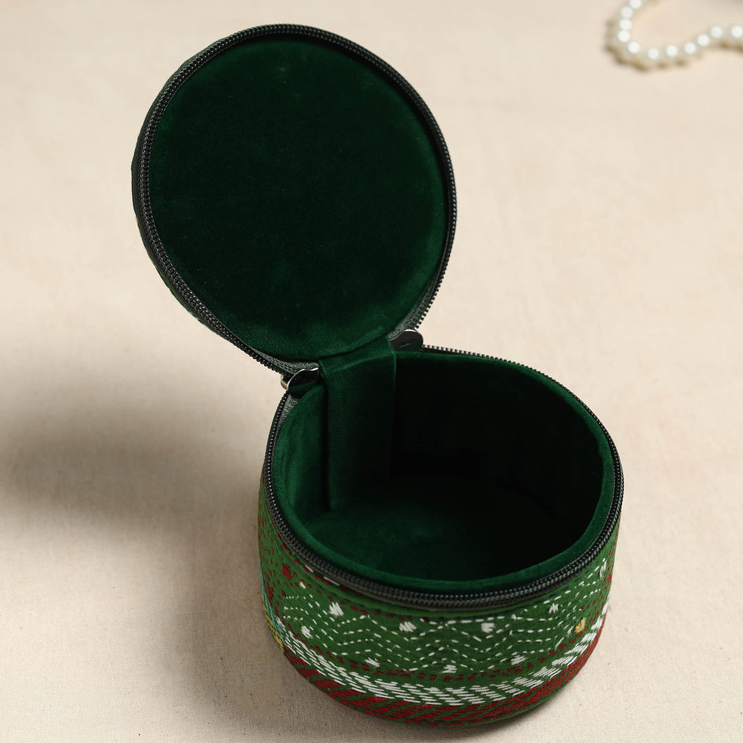 Bengal Kantha Work Handcrafted Round Utility Box