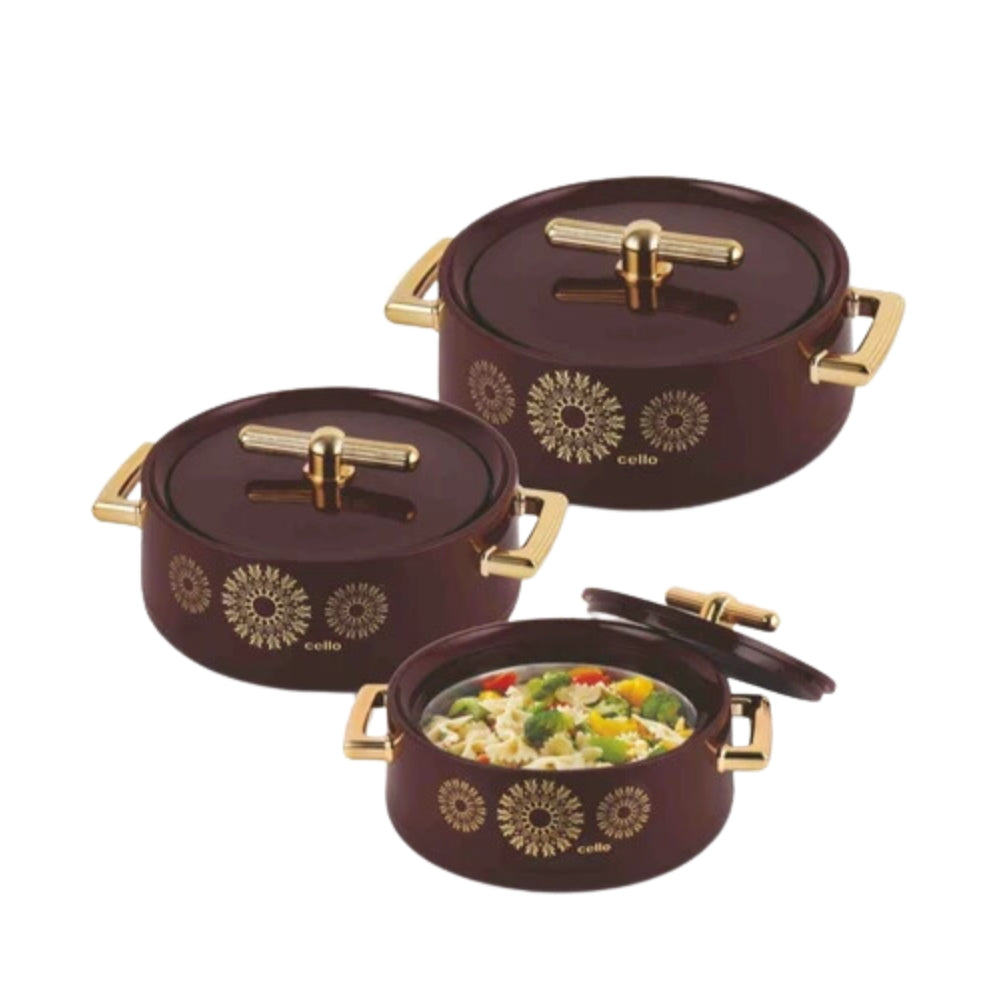 Cello Jewel Inner Stainless Steel Insulated Casserole Set | Set of 3 P