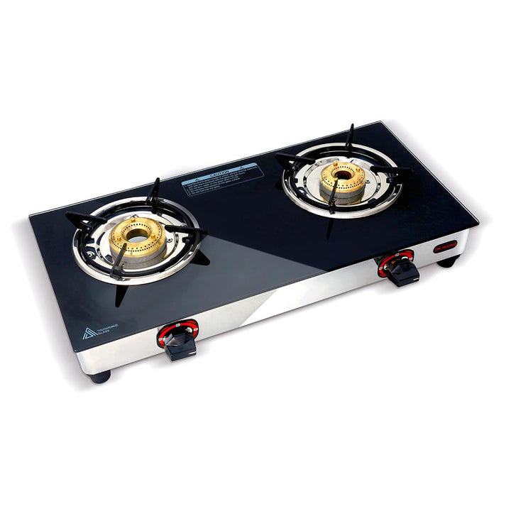 Softel Nano GT 2 Burner Glass Top Gas Stove | Black