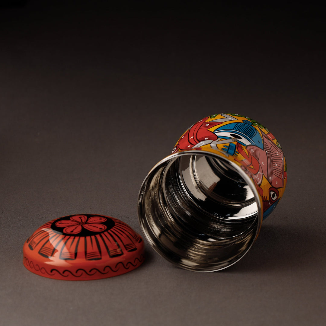 Bengal Patua Handpainted Stainless Steel Multi Utility Container