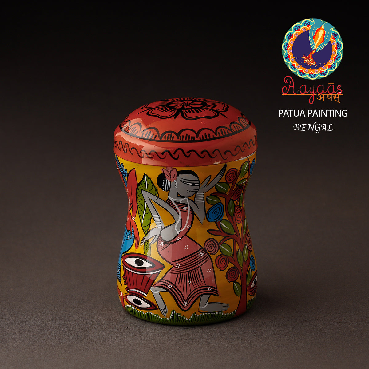 Bengal Patua Handpainted Stainless Steel Multi Utility Container