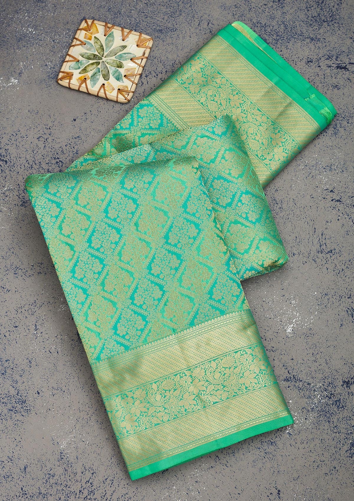 Sea Green Zariwork Pure Silk Saree