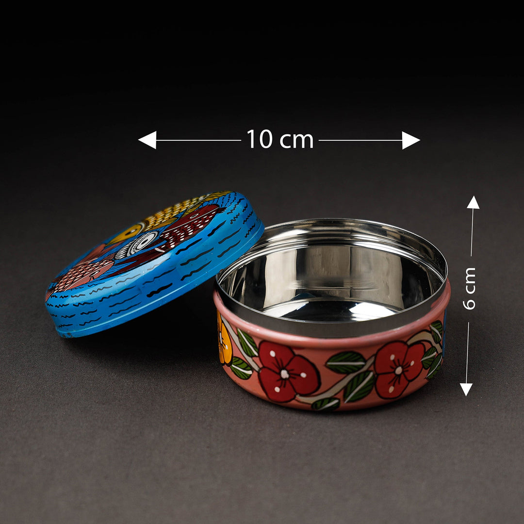 Bengal Patua Handpainted Stainless Steel Multi Utility Container